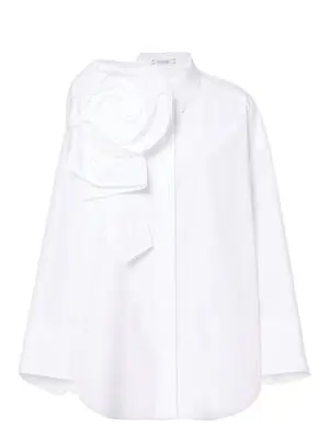 Dorothee Schumacher Floral Appliqué Cotton-blend Poplin Shirt - White