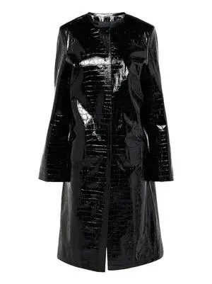 TOTEME Croc-effect Embossed Leather Coat - Black