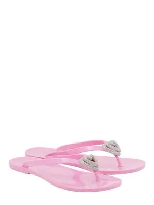 Mach & Mach Double Heart Embellished Thong Sandals - Pink