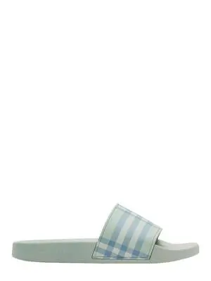 Burberry Check Print Slides - Seafoam Green
