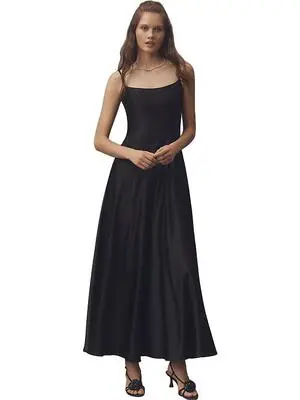 MARE MARE Emmy Satin Corset Maxi Dress - Black