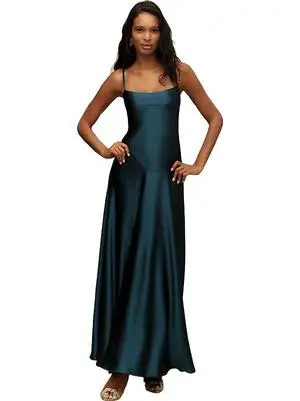 MARE MARE Emmy Satin Corset Maxi Dress - Dark Blue