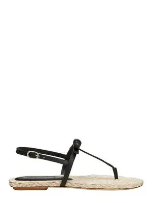 STUART WEITZMAN Felicity Leather Espadrille Sandals - Black/natural