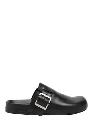 Loewe Buckle Leather Sliders - Black