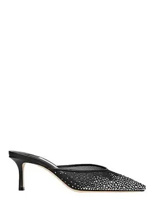 JIMMY CHOO Vivi 65 Crystal-embellished Mesh Heeled Mules - Black/smoke