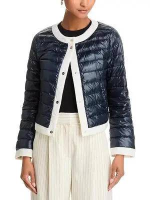 Herno Matte Trim Quilted Short Jacket Navy/white