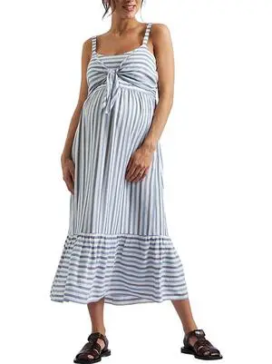 RIPE MATERNITY Lana Tie Front Dress - Blue