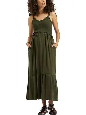 RIPE MATERNITY Brandi Shirred Dress - Khaki