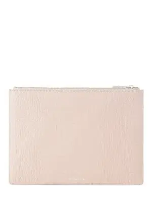 Whistles Matte Croc-embossed Leather Clutch - Nude/silver