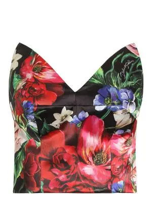 Dolce & Gabbana Floral Satin Corset Top - Print