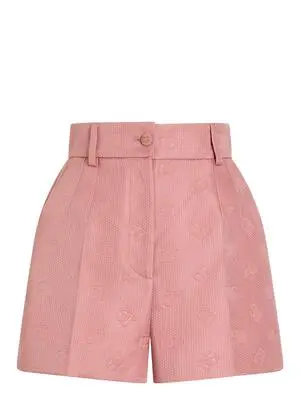 Dolce & Gabbana Quilted Jacquard Shorts With Dg Logo - Pink