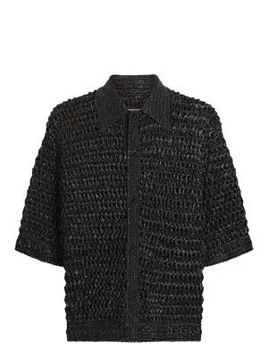 Dolce & Gabbana Viscose Raffia Crochet Shirt - Black