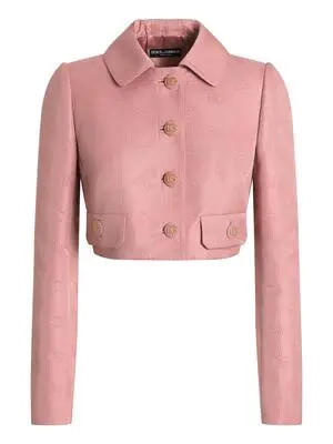 Dolce & Gabbana Quilted Jacquard Jacket With Dg Logo - Pink