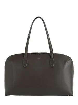 TOTÊME Garderob Grained-Leather Tote Dark Chocolate