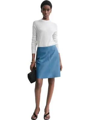 TOTEME Leather A-line Skirt - Azure