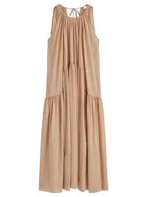 Cos Gathered Halterneck Maxi Dress - Beige