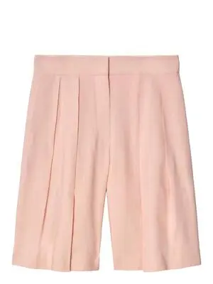 Cos Longline Pleated Linen Shorts - Orange