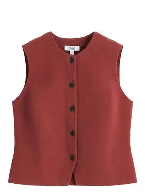 Cos Knitted Cotton Vest With V-detail Hem - Red