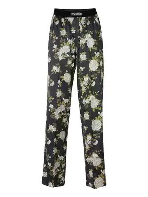 TOM FORD Floral-print Pajamas Trousers - Black