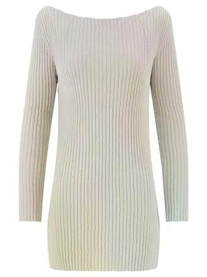 LANEUS Knitted Lurex Mini Dress - Neutrals