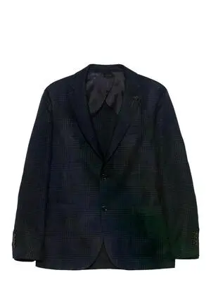 LARDINI Prince Of Wales-pattern Blazer - Blue