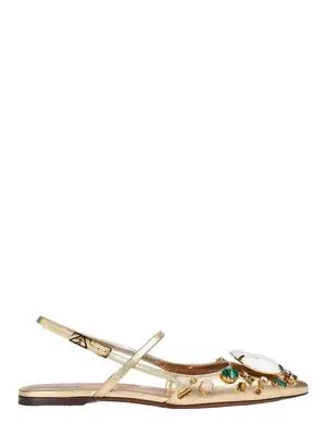 ZIMMERMANN Zimmermann Embellished Metallic Leather Slingback Flats