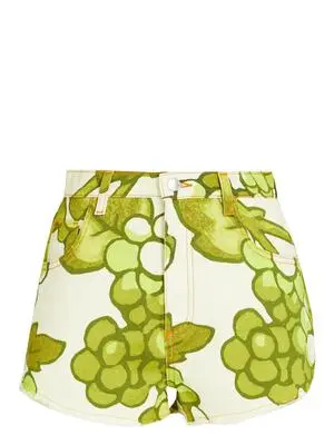 Etro Floral-print Denim Shorts - Lime Green