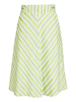 Etro Striped Cotton-blend Jacquard Skirt - Mint