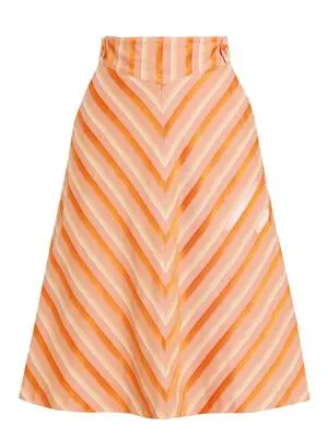 Etro Striped Cotton-blend Jacquard Skirt - Orange