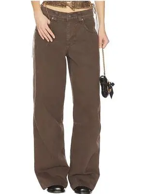 JADED LONDON Colossus Wide Leg Jeans - Chocolate Brown