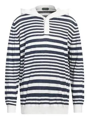 ZANONE Striped Knitted Hoodie - Navy