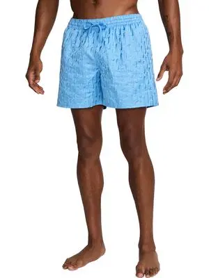 Nike Swim Breaker Swoosh Logo Link 5" Volley Shorts - Blue