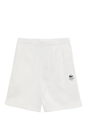 Lacoste Printed Cotton Fleece Shorts - White