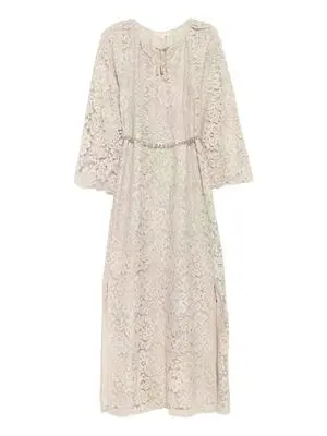 Michael Kors Floral-lace Kaftan With Bell Sleeves - Neutrals