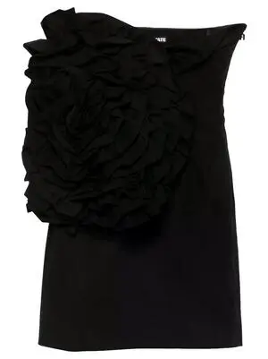 ROTATE BY BIRGER CHRISTENSEN Floral-appliqué Mini Dress - Black