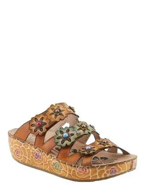 SPRING STEP SHOES Cuddlecake Wedge Sandals - Camel Multi