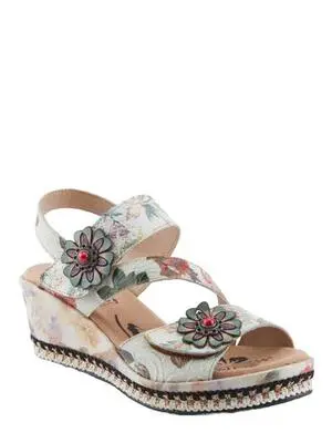 SPRING STEP SHOES Slingback Platform Wedge Sandals - Ice Multi