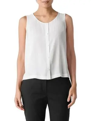 Eileen Fisher Button-front Silk Vest - Ivory