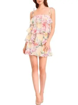 Dress The Population Pixie Floral Minidress - Ivory Multi