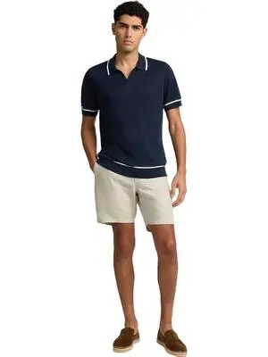 Onia Linen Johnny Collar Polo Sweater Midnight