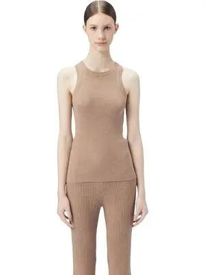 GOBI MONGOLIAN CASHMERE Ribbed Cotton Silk Cashmere Blend Tank Top