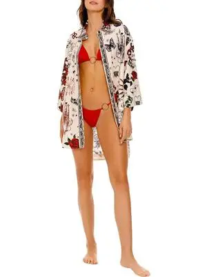 Agua Bendita Chrissy Thorn Cover-up Tunic - White Multicolor