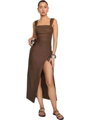 REFORMATION Clement Linen Dress - Brown