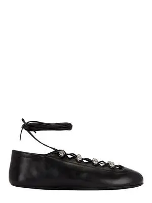 Alexander Wang Vyolette Lace Up Flat - Black