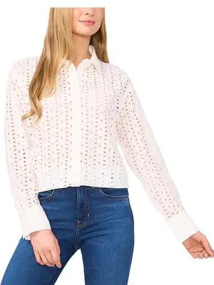 CECE DUPRAZ Eyelet Button Down Blouse New Ivory