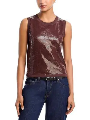 Aqua Aqua Sequin Tank Top Dark Brown