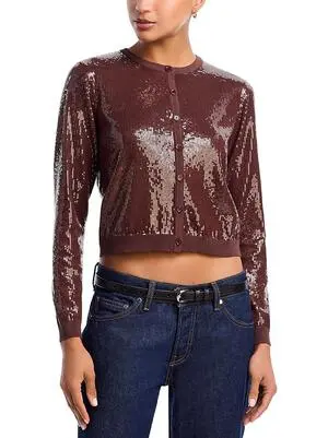 Aqua Sequin Cardigan Dark Brown