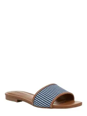 Aqua Dyln Raffia Sandals Navy Multi