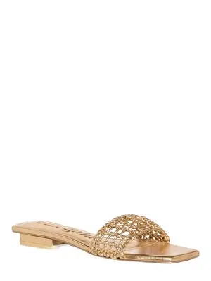 Cult Gaia Maya Woven Slide Sandals - Brass