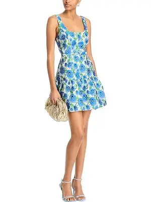 Aqua Brocade Mini Dress Exclusive - Blue Multi